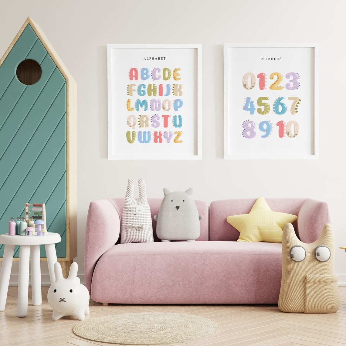 Dinosaur Alphabet and Numbers Printable Clipart,alphabet Poster ...