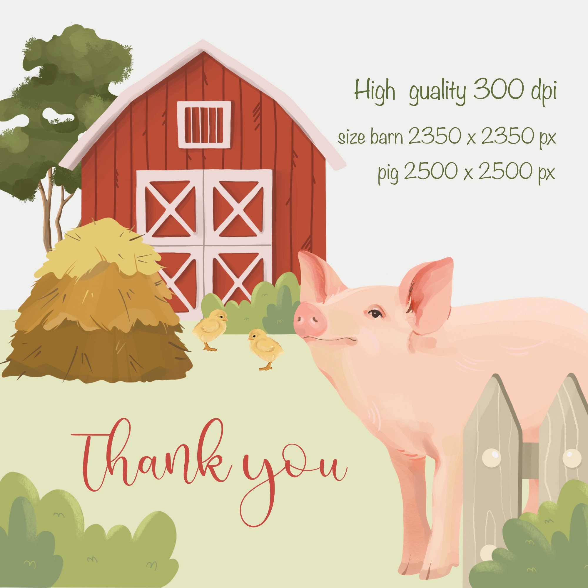 Farm Animals Clipart, Barn Animals PNG, Farmyard Animals, Digital ...