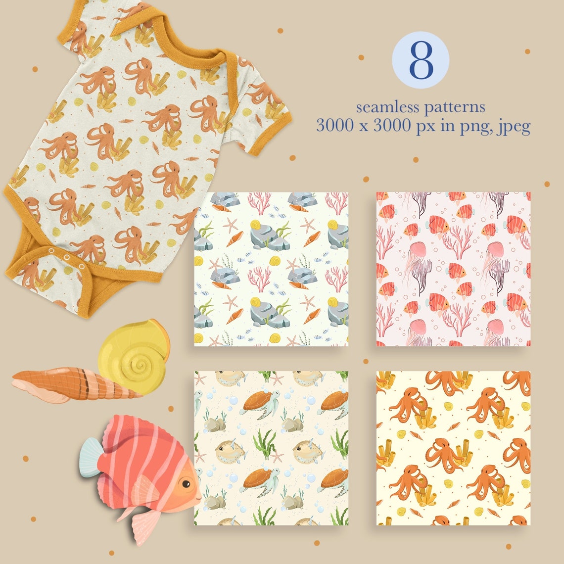 Ocean Sea Life PNG: Marine Animals & Coral Reef (digital Download) - Etsy
