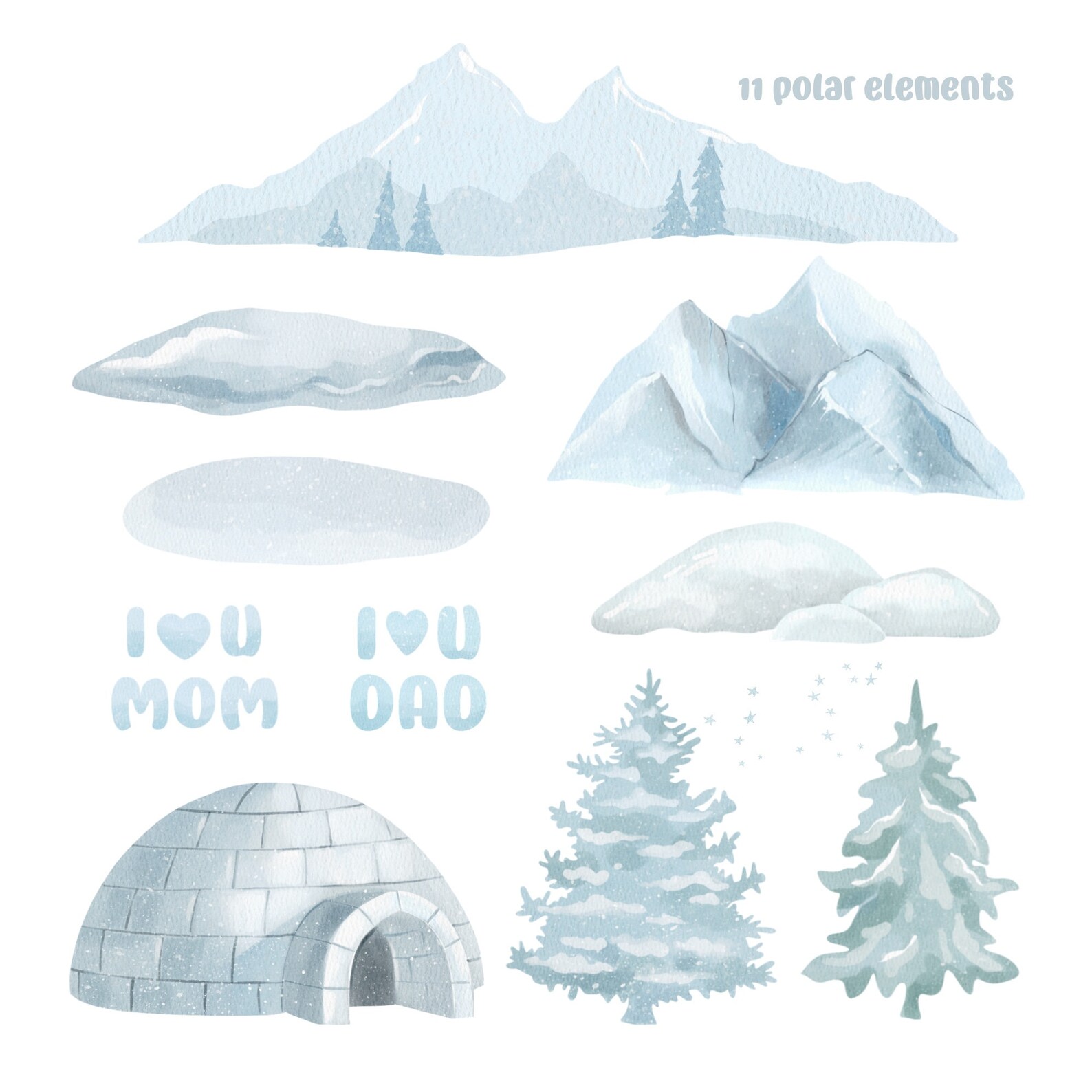 Polar Bears Clipart Png,watercolor Arctic Animals Set,baby Polar Bear ...