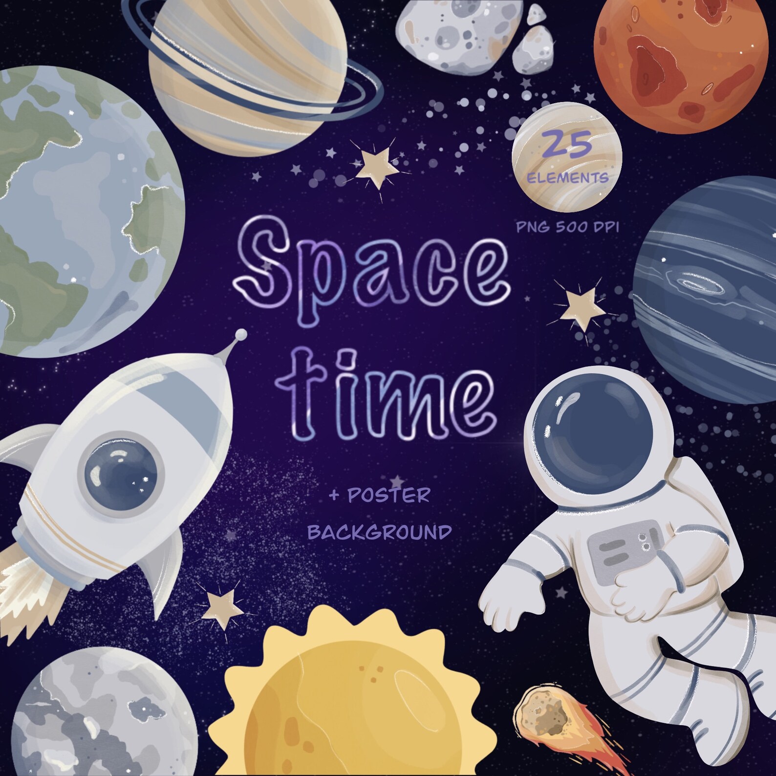 Space Clipart, Solar System PNG, Planets, Earth, Astronaut Spaceship ...