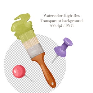 Watercolor Artist Clipart, Painting Tools Illustration, Digital ...