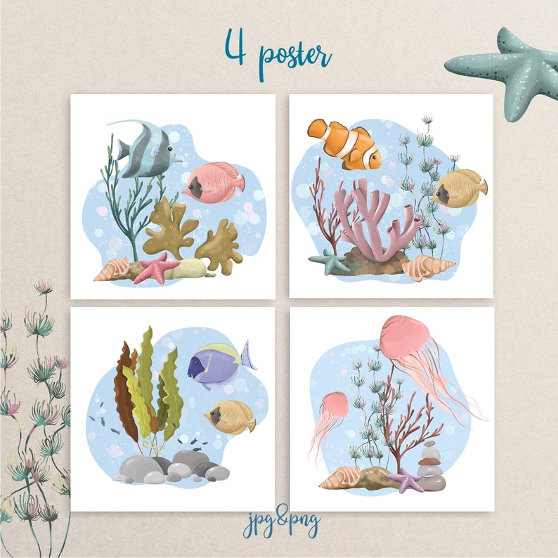 Ocean Animals PNG Clipart, Underwater Sea Animals PNG, Mermaid Clipart ...