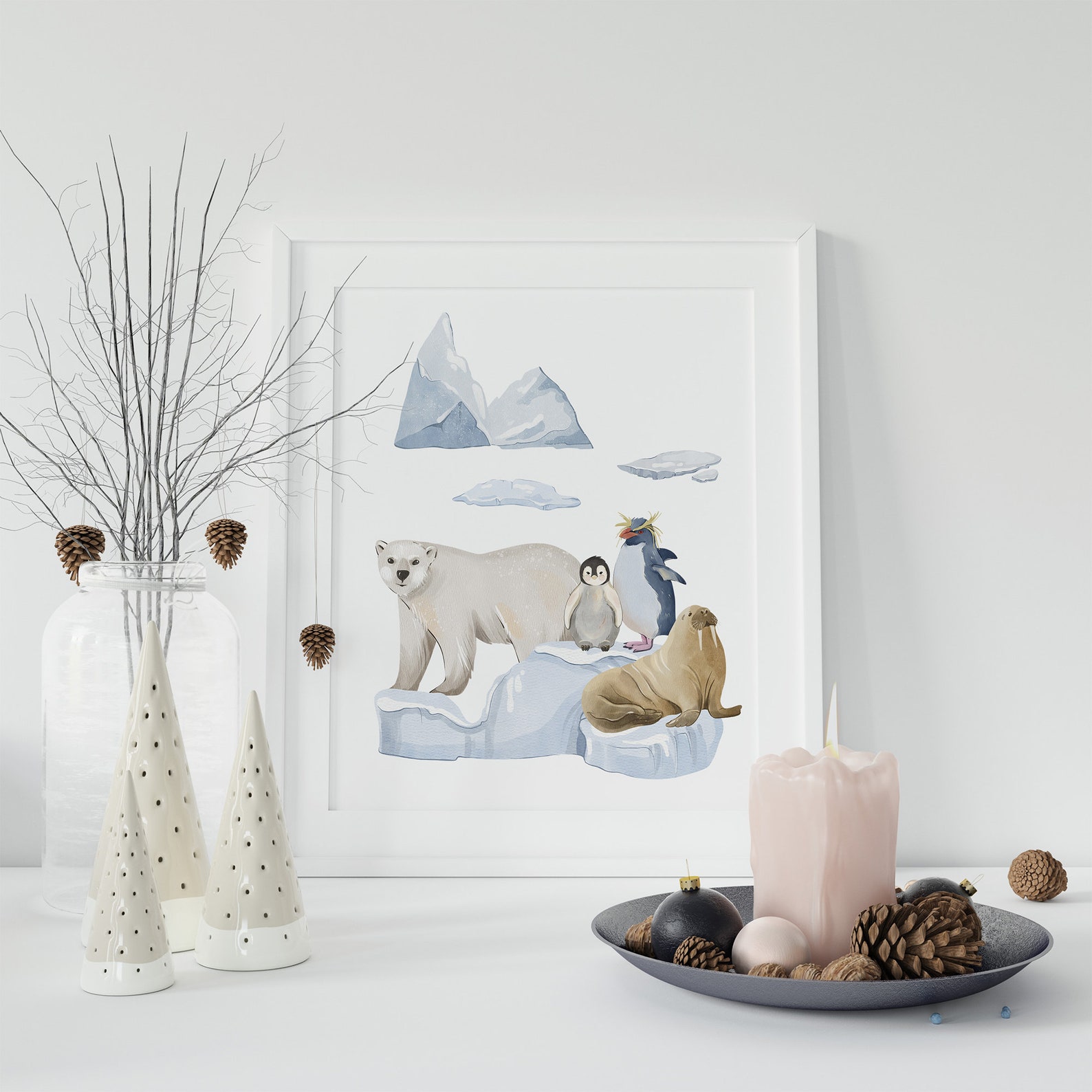 Polar Animals Clipart, Arctic Animal PNG, Winter Graphic, Greeting Card ...