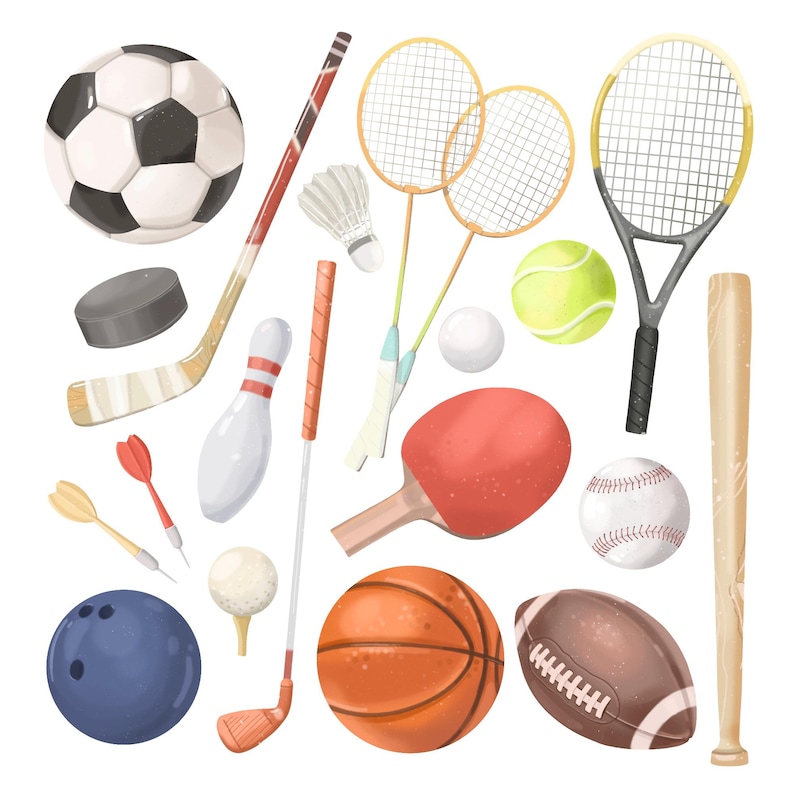 Sports Clipart: Ball Games Illustration (PNG Digital Download) - Etsy