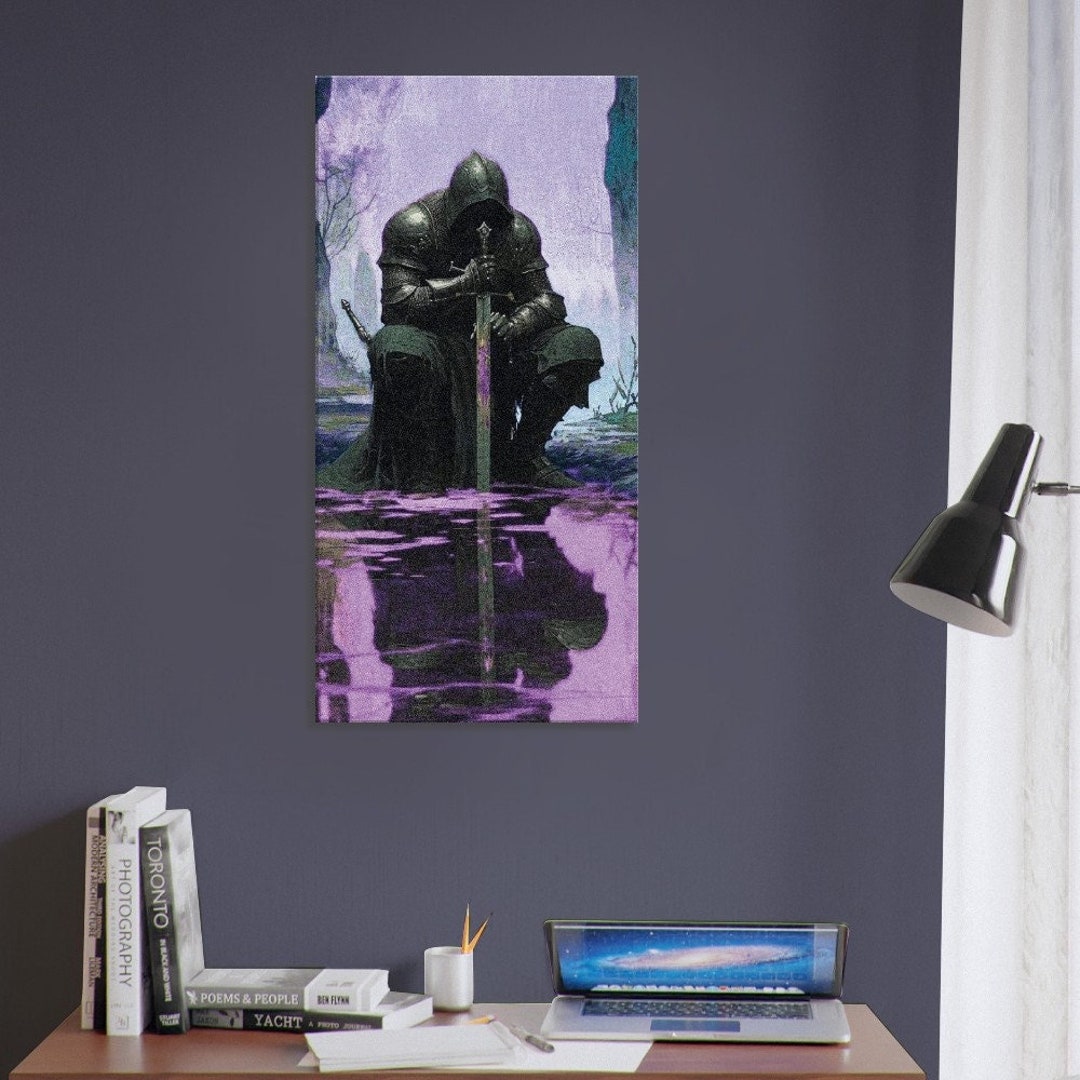 Violet Death Knight, Armor Knight Artwork, Canvas Wall Art Decor, Dark ...