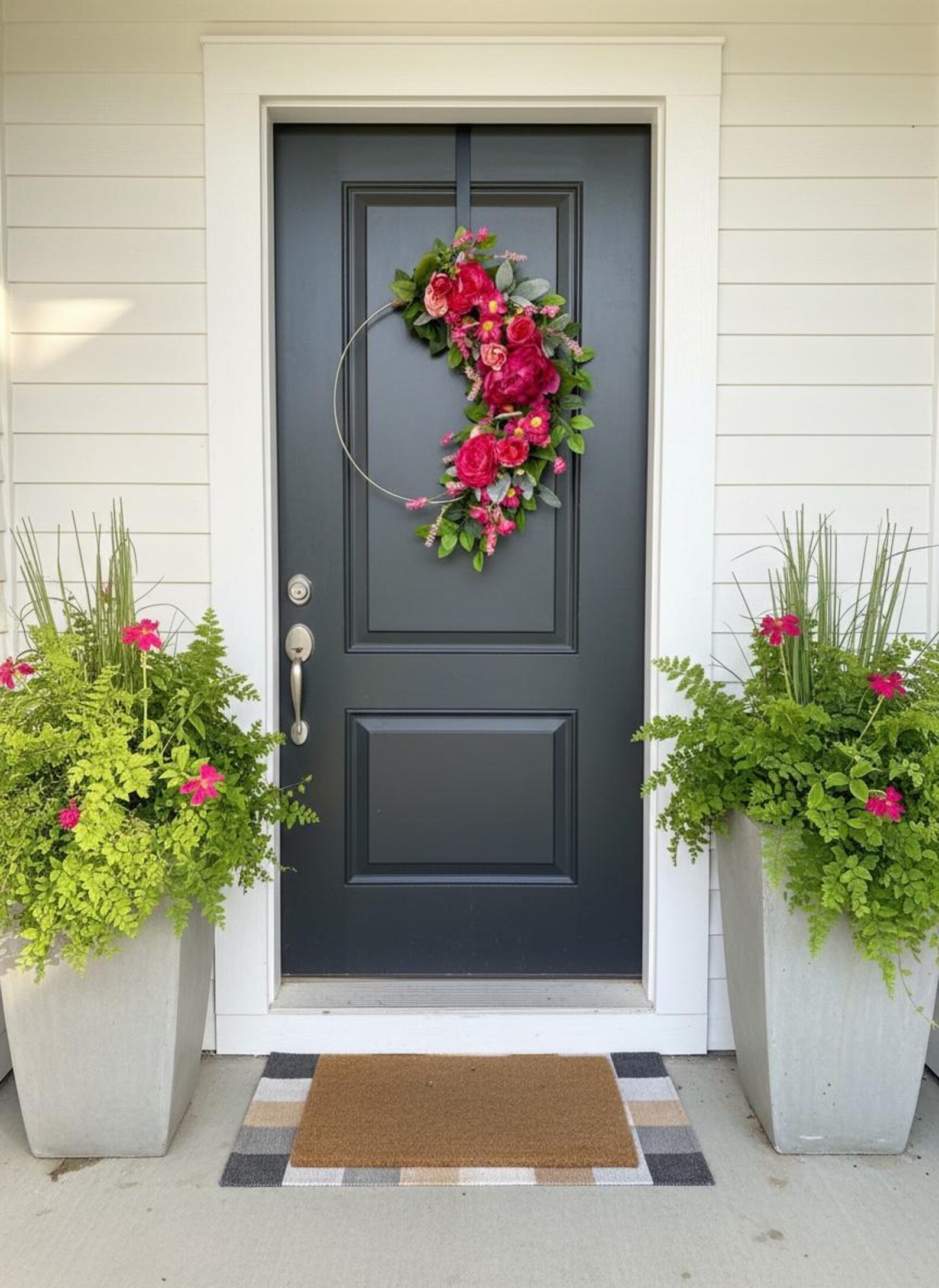 Modern Fuschia Wildflower Hoop Wreath | Spring Floral Front Door Decor ...
