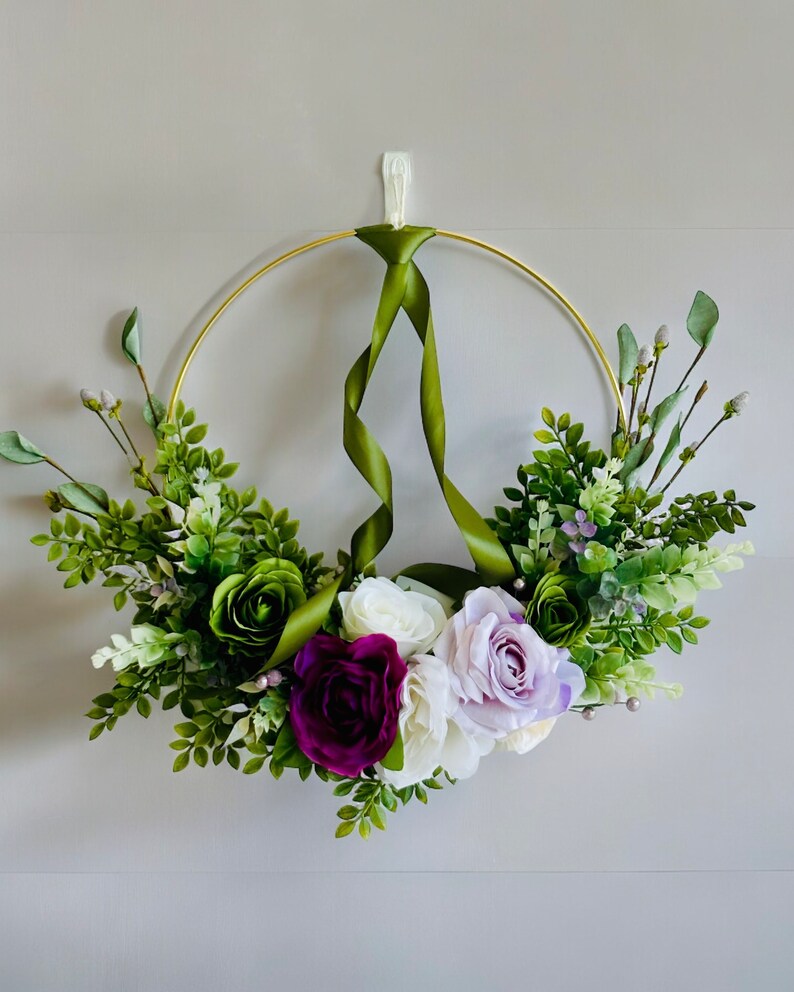 Modern Floral Hoop Wreath Summer Fall Wreath Year Round Hoop Wreath for ...