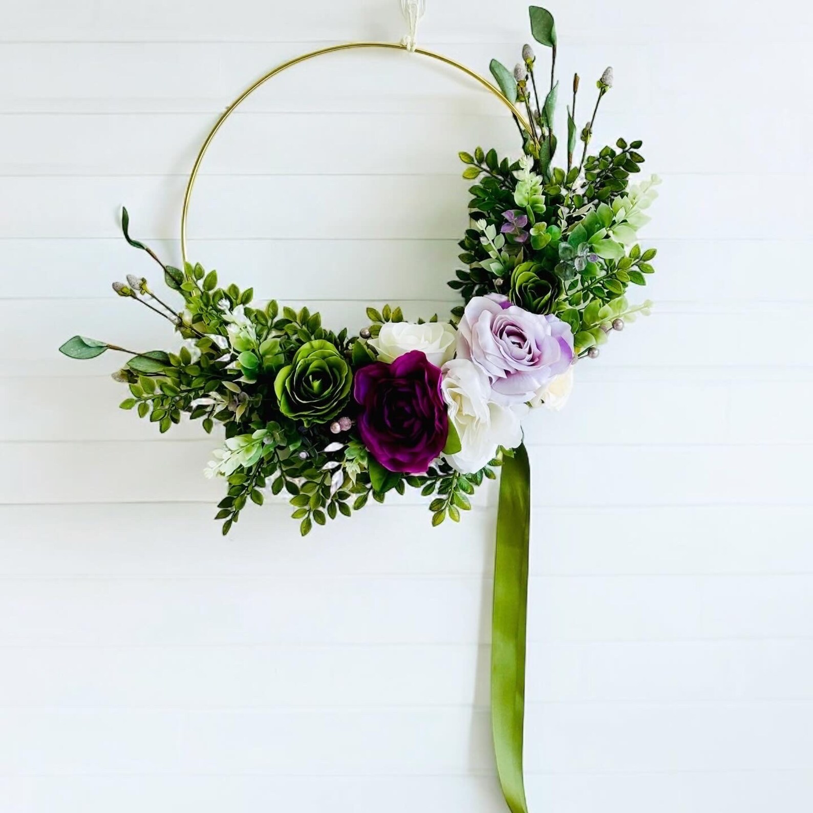 Modern Floral Hoop Wreath Summer Fall Wreath Year Round Hoop Wreath for ...