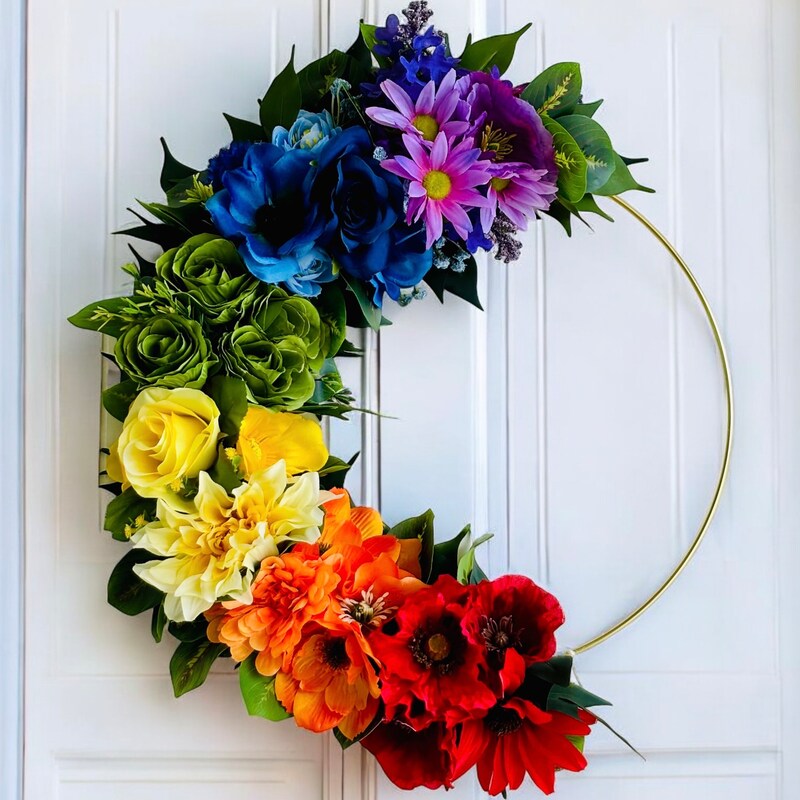 Rainbow Wreath - Etsy