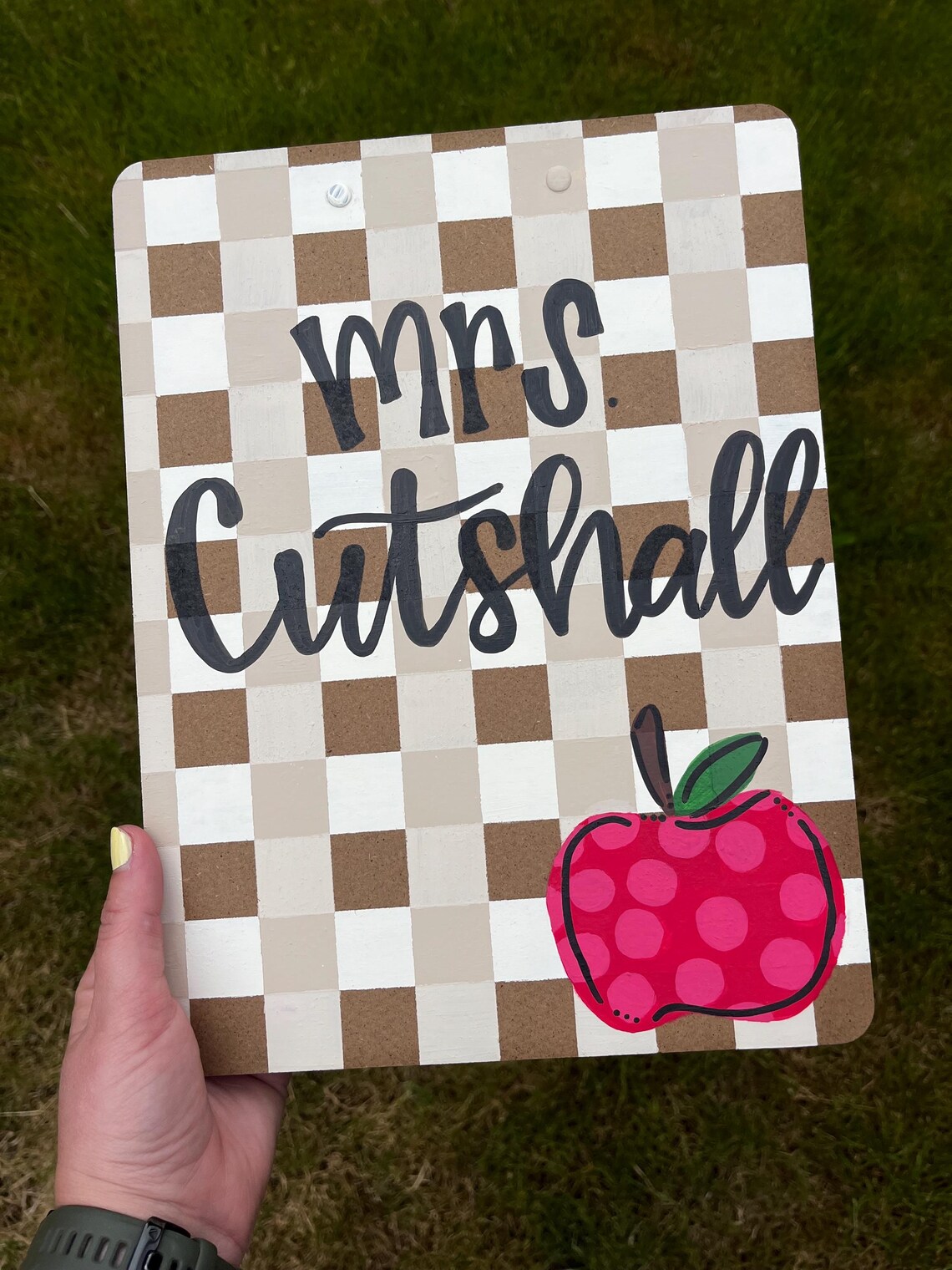 Personalized Teacher Clipboard - Hand Painted Apple Design, Custom ...