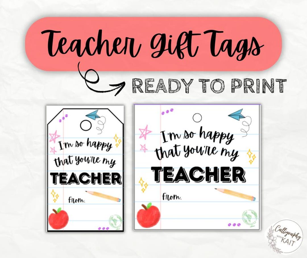 Ready to Print Teacher Gift Tag, Notebook Design: Instant Download ...