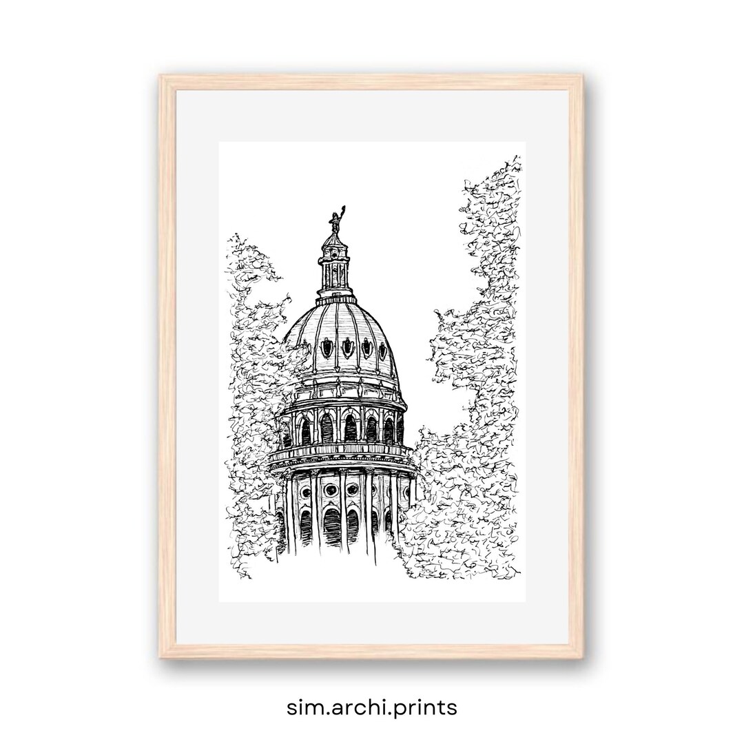 Vintage Texas State Capitol Architectural Sketch Art | Austin, Texas ...