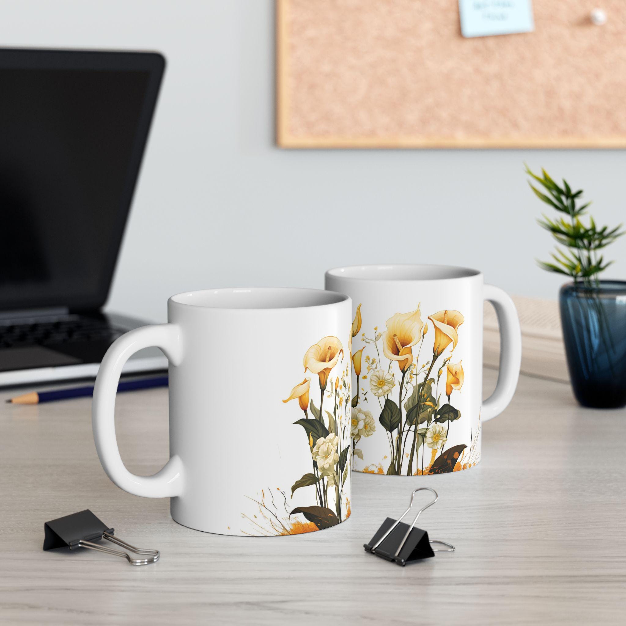 Calla Lily Mug: Watercolor Floral Art Coffee Cup - Etsy