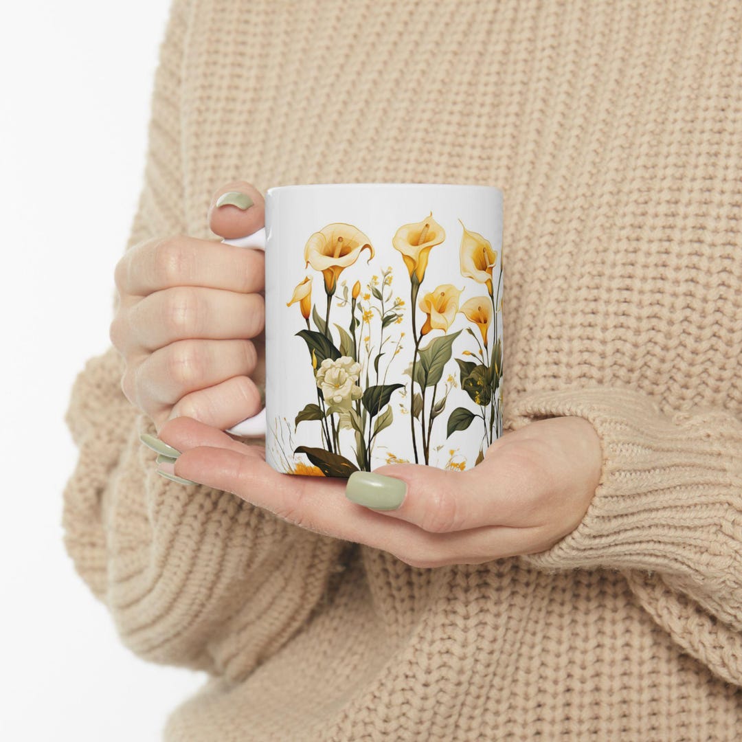 Calla Lily Mug: Watercolor Floral Art Coffee Cup - Etsy