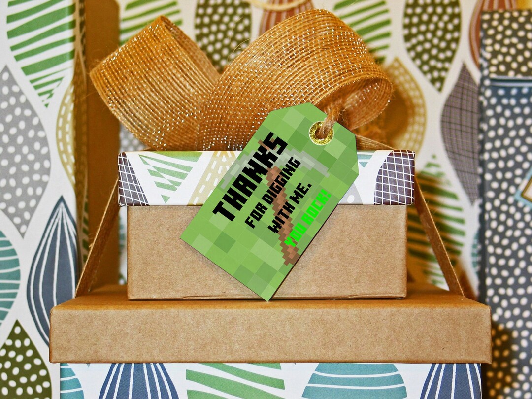 Minecraft Thank You Birthday Tags Cards - Etsy Canada