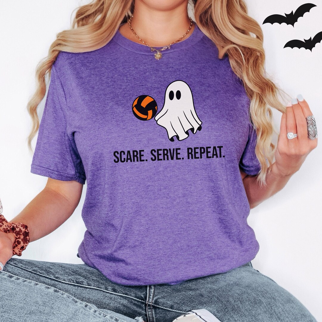 Scare Serve Repeat Halloween Volleyball Shirt, Spooky Volleyball ...