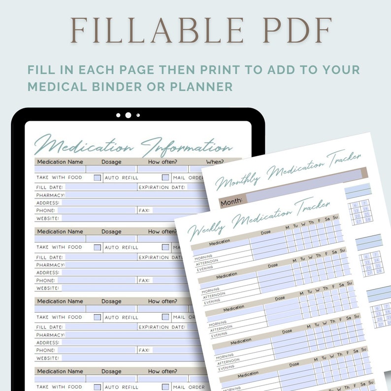 Printable Medicine Tracker, Medication Log, Medication List | Medical ...