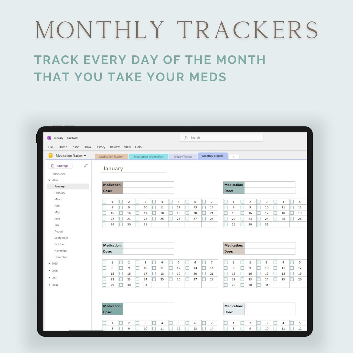 Onenote Template Medicine Tracker, Medication Log, Medication List ...