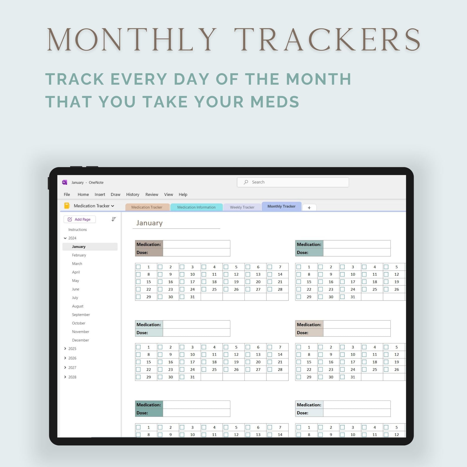 Onenote Template Medicine Tracker, Medication Log, Medication List ...
