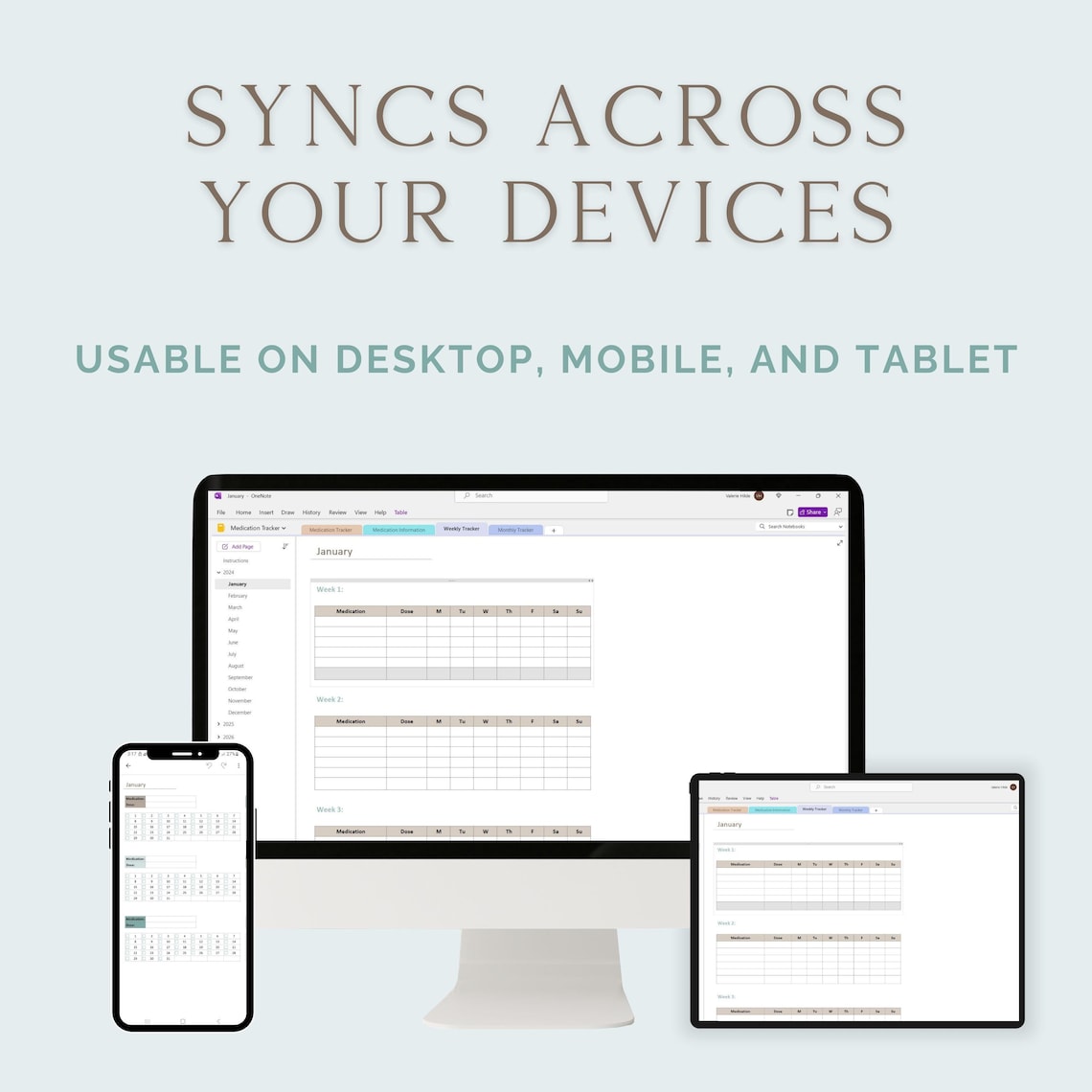 Onenote Template Medicine Tracker, Medication Log, Medication List ...