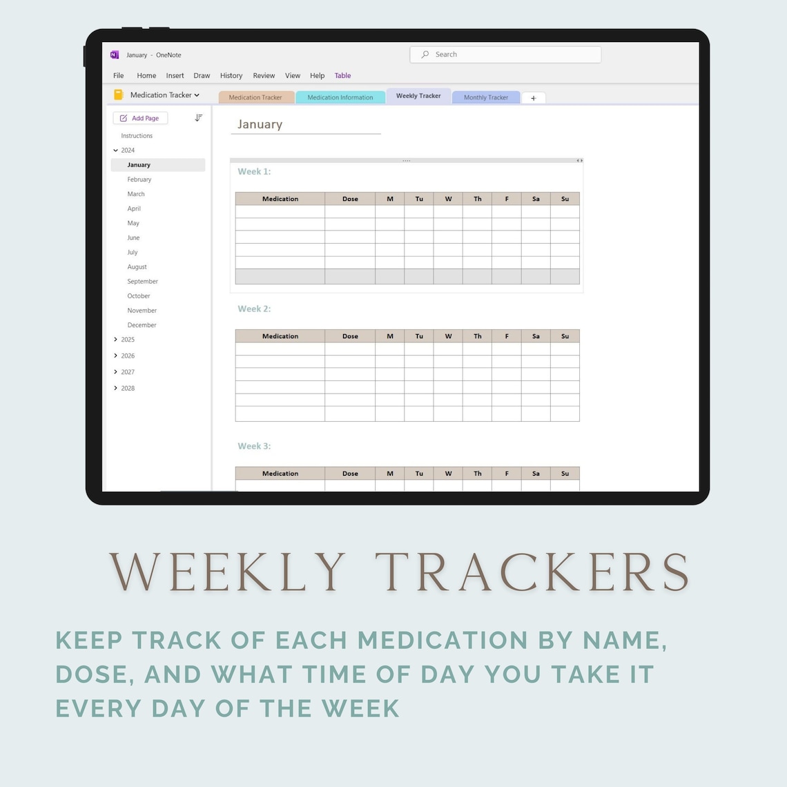 Onenote Template Medicine Tracker, Medication Log, Medication List ...