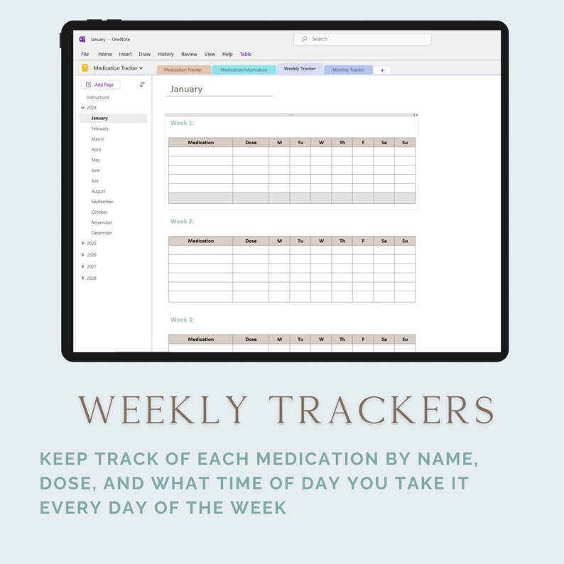 Onenote Template Medicine Tracker, Medication Log, Medication List ...