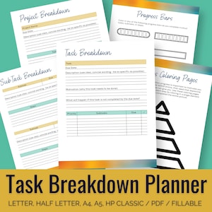 ADHD Task Breakdown Planner | Printable & Fillable Pdf | Project ...