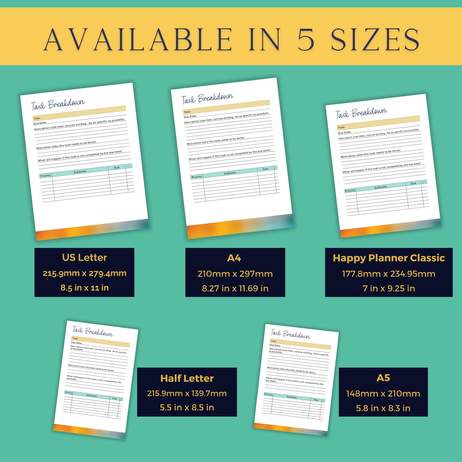 ADHD Task Breakdown Planner | Printable & Fillable Pdf | Project ...