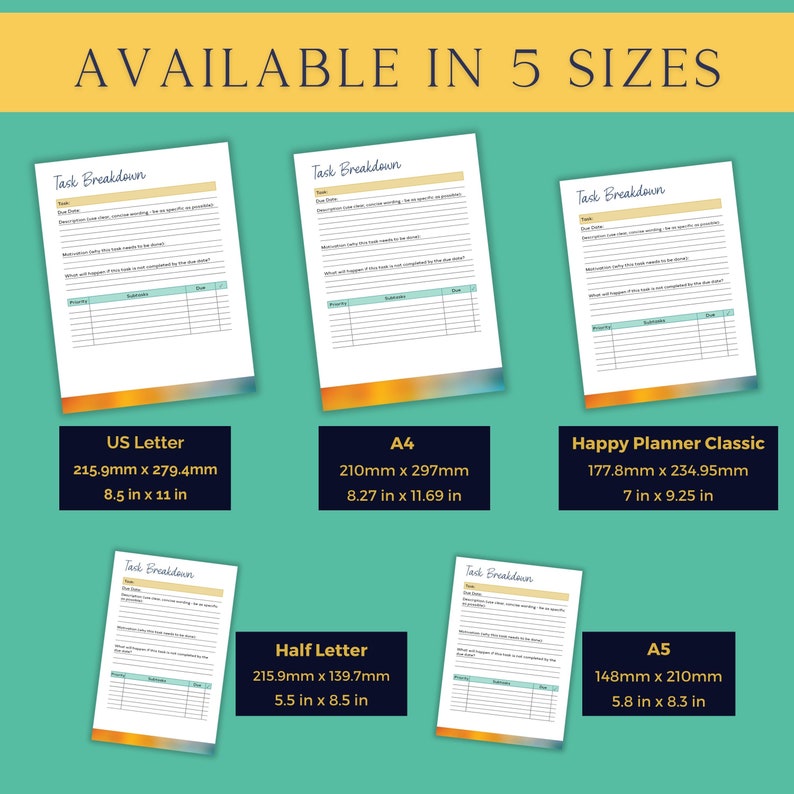 ADHD Task Breakdown Planner | Printable & Fillable Pdf | Project ...