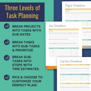 ADHD Task Breakdown Planner | Printable & Fillable Pdf | Project ...