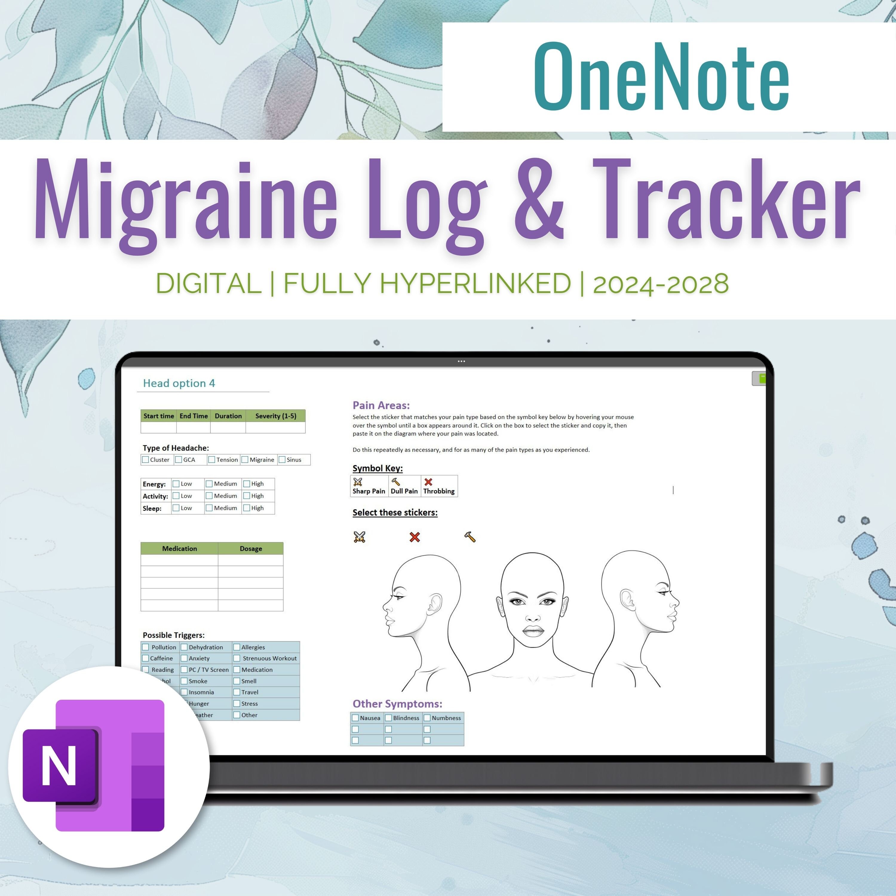Onenote Template Migraine Tracker, Chronic Pain, Medical Tracker ...