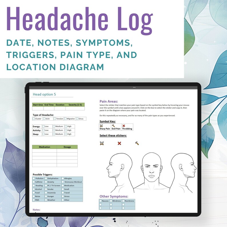 Onenote Template Migraine Tracker, Chronic Pain, Medical Tracker ...