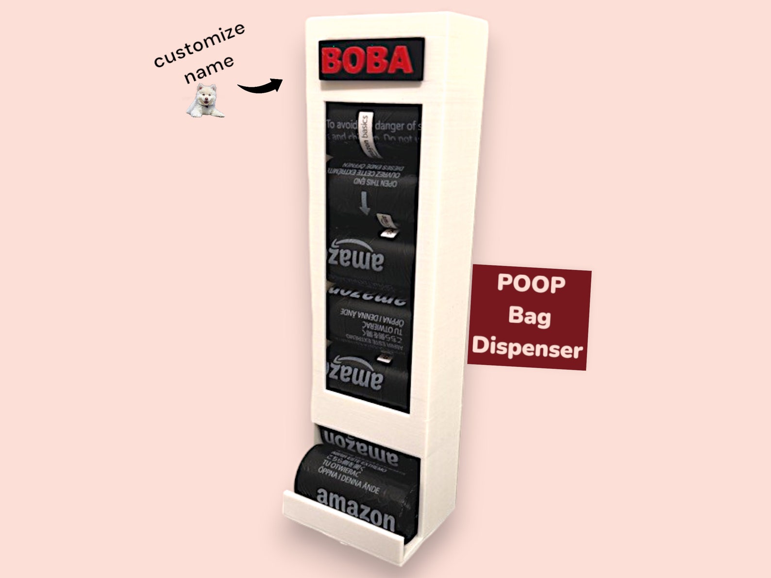 Wall Mounted Dog Poop Bag Dispenser, 3D Printed, Eco Friendly (no Drill ...