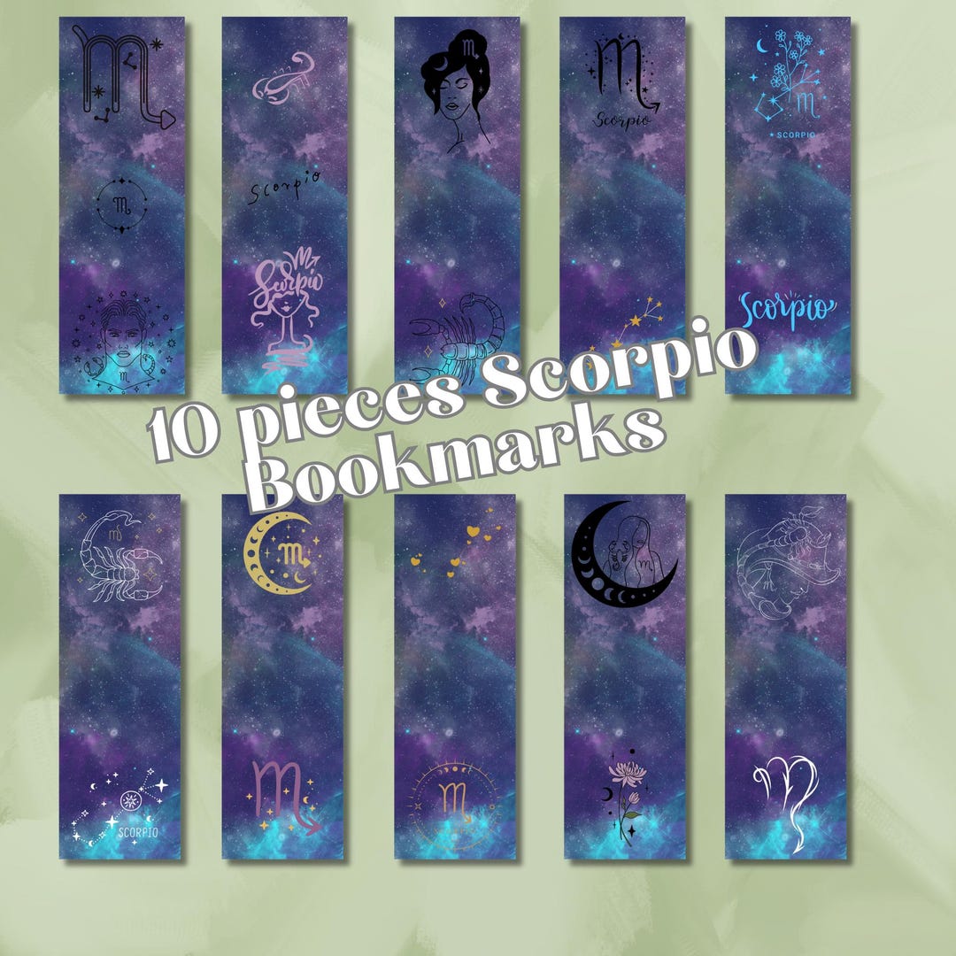 Scorpio Zodiac Sign Bookmarks - Digital Astrology Bookmark Set ...