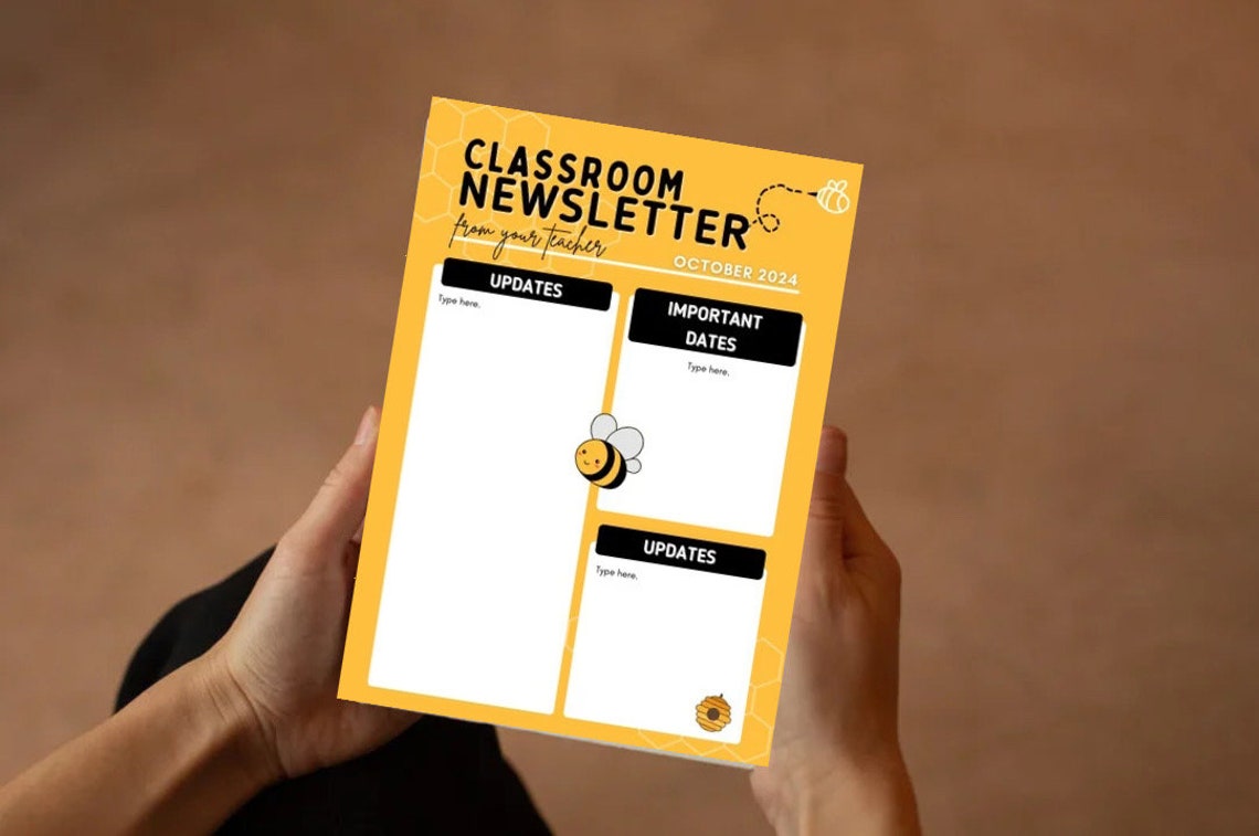 Bee-themed Teacher Newsletter Template, Digital, Editable, Printable - Etsy
