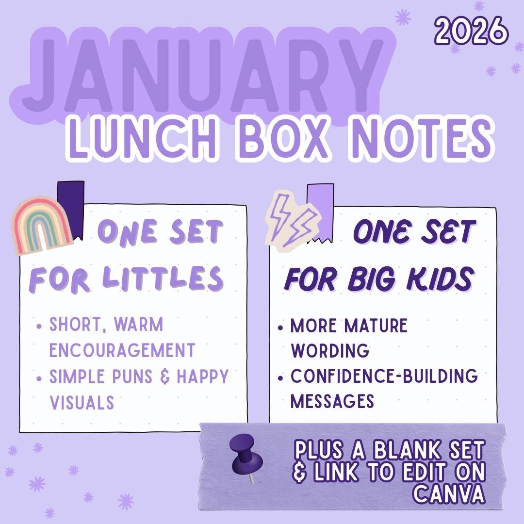 January Lunch Box Notes 2026 Printable – Littles & Big Kids ...