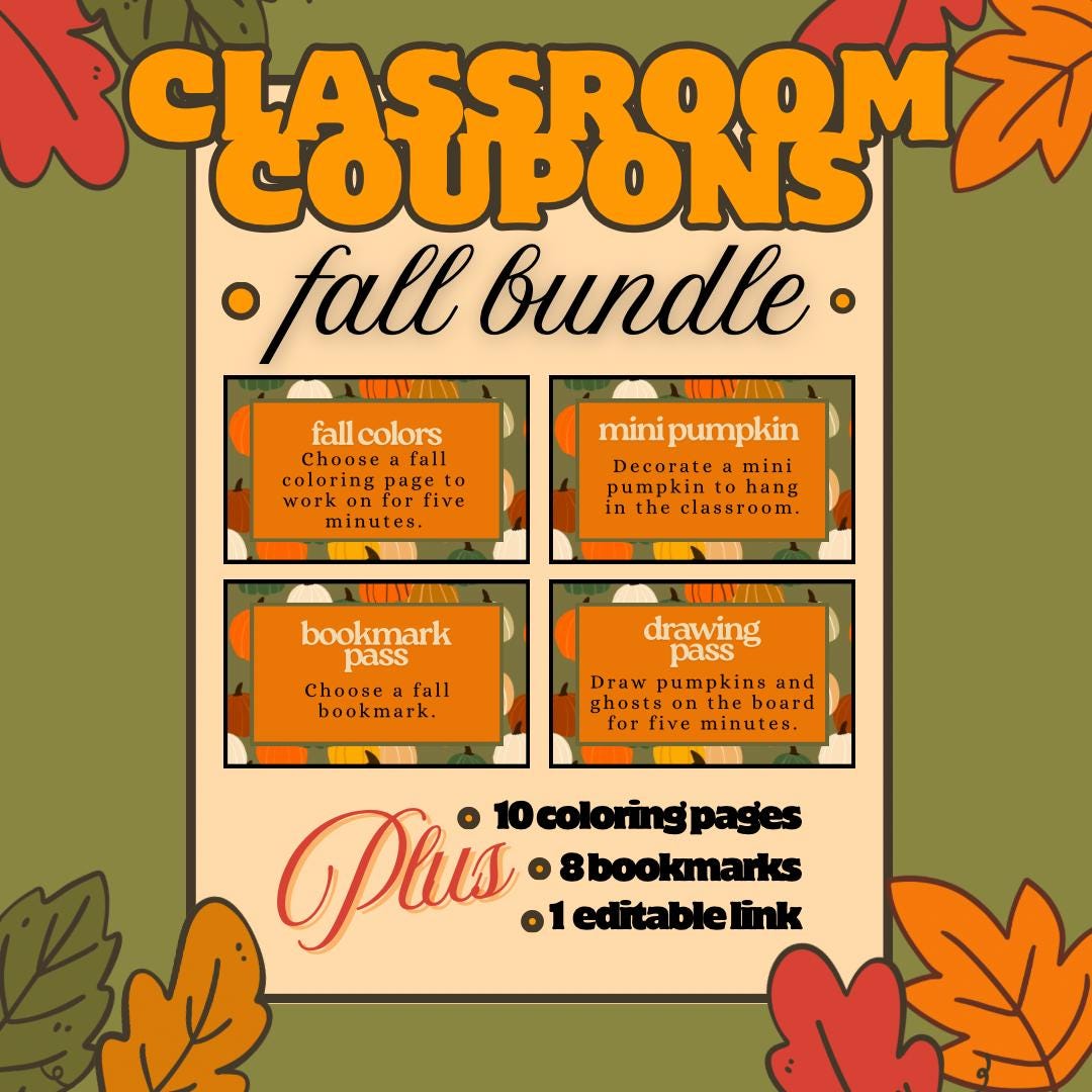 Fall Classroom Reward Bundle: Editable Teacher Printables (digital ...