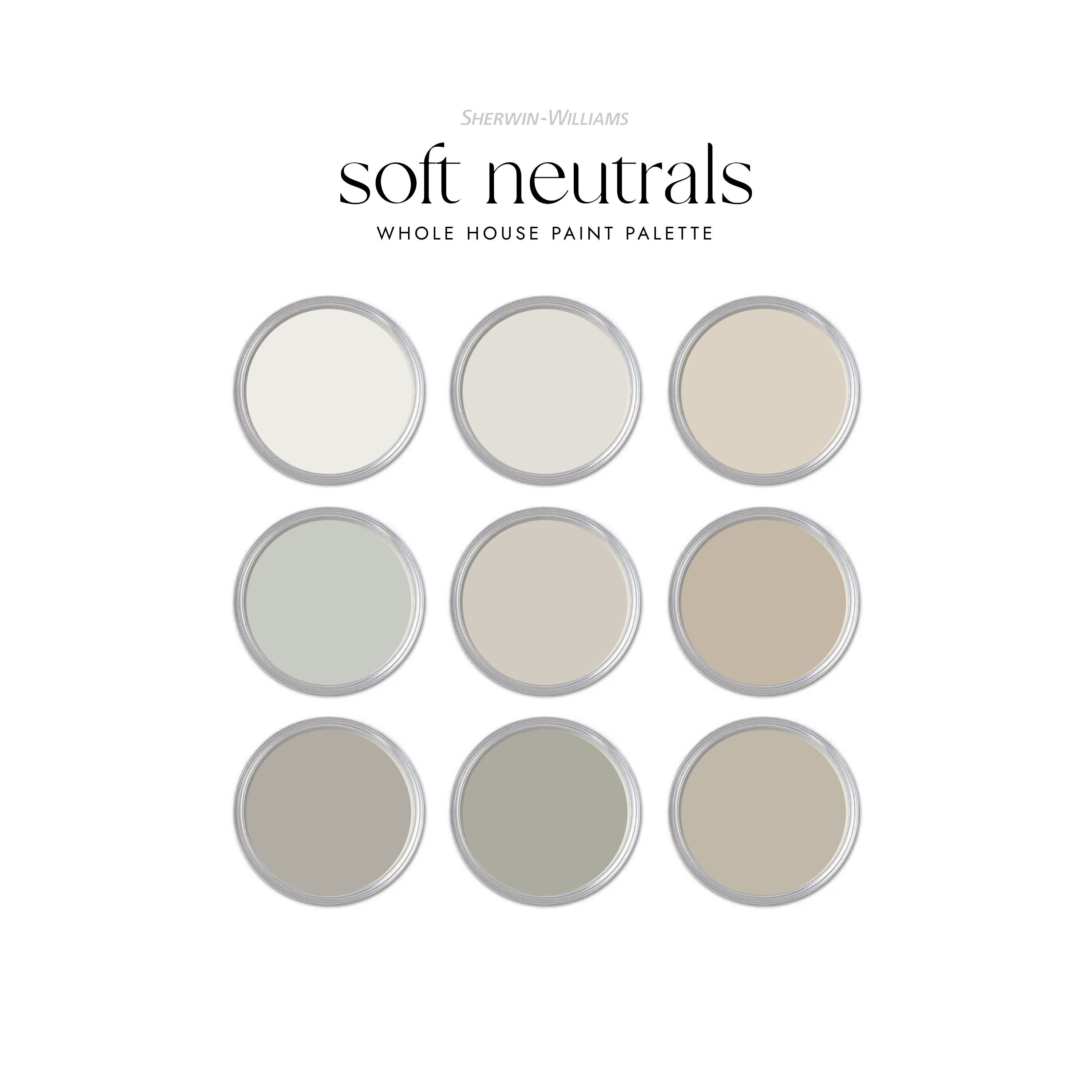 Soft Neutral Whole House Paint Color Palette Interior Paint Colors ...