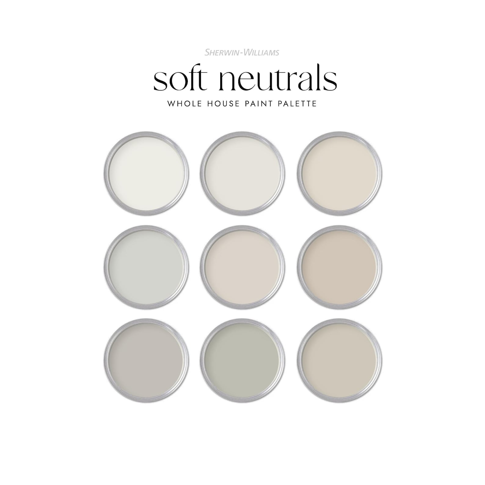 Soft Neutral Whole House Paint Color Palette | Interior Paint Colors ...