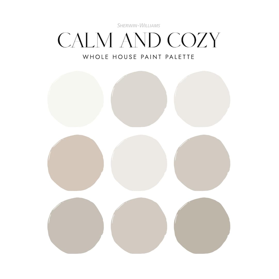 Calm and Cozy Whole House Paint Color Palette Interior Paint Colors ...