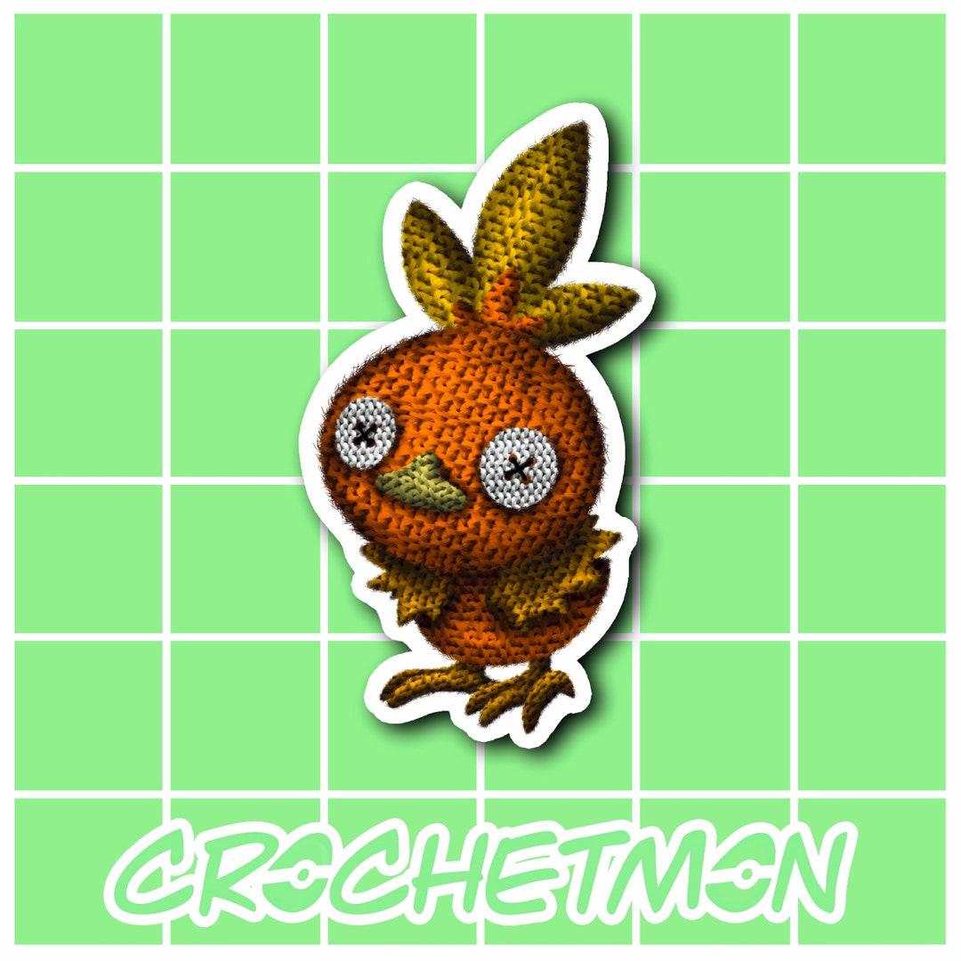 Torchic Crochet Sticker Waterproof Vinyl Pokemon Decals, Perfect for ...