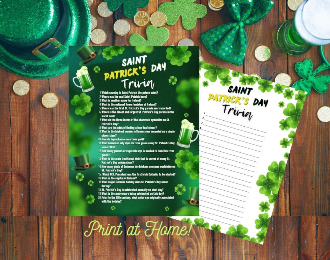Saint Patrick's Day Trivia Game, PRINTABLE, Great for St. Patrick's Day ...
