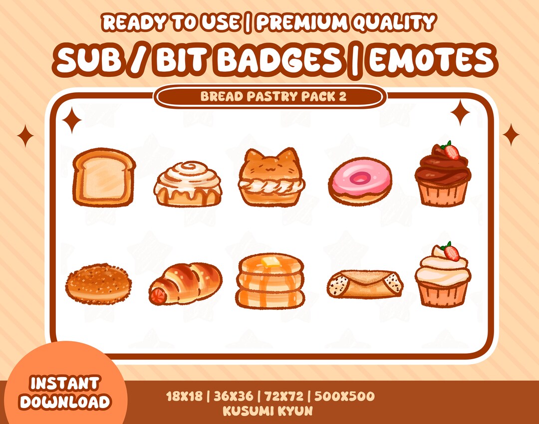 Bread / Pastry Pack 2 Emotes / Badges / Throwables / Digital / Twitch ...