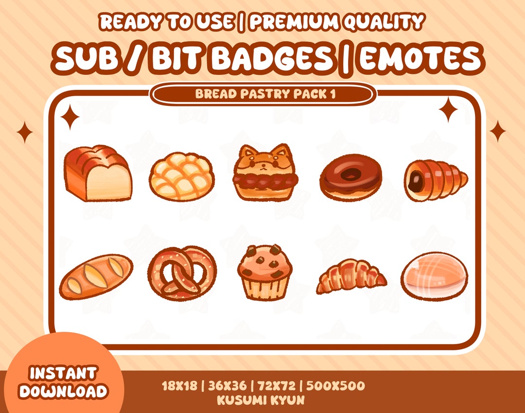 Bread / Pastry Pack 1 Emotes / Badges / Throwables / Digital / Twitch ...