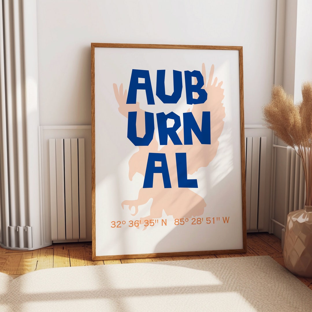 Auburn AL Art Print, Auburn Wall Art, College Poster, War Eagle, Auburn ...