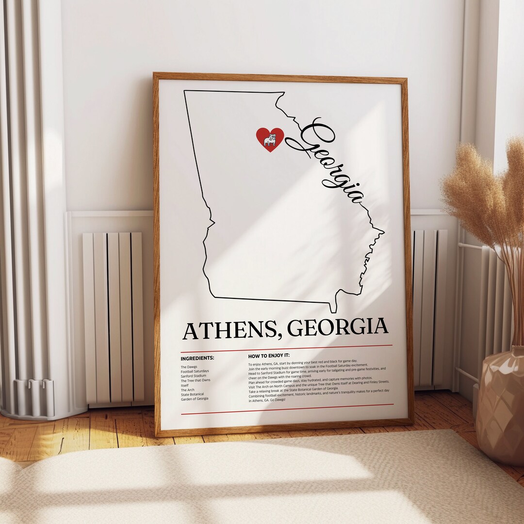 Athens GA Art Print, Athens Colorful Wall Art, College Poster ...