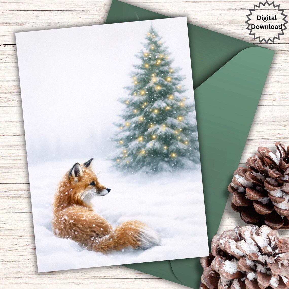 Winter Fox Card • Cozy Scandinavian Greeting Card (printable) - Etsy