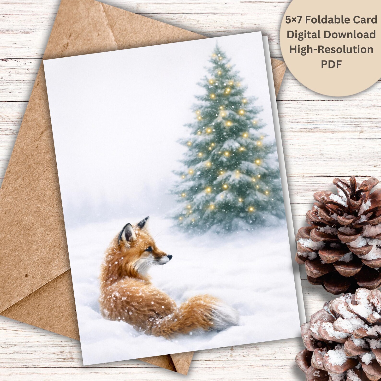 Winter Fox Card • Cozy Scandinavian Greeting Card (printable) - Etsy