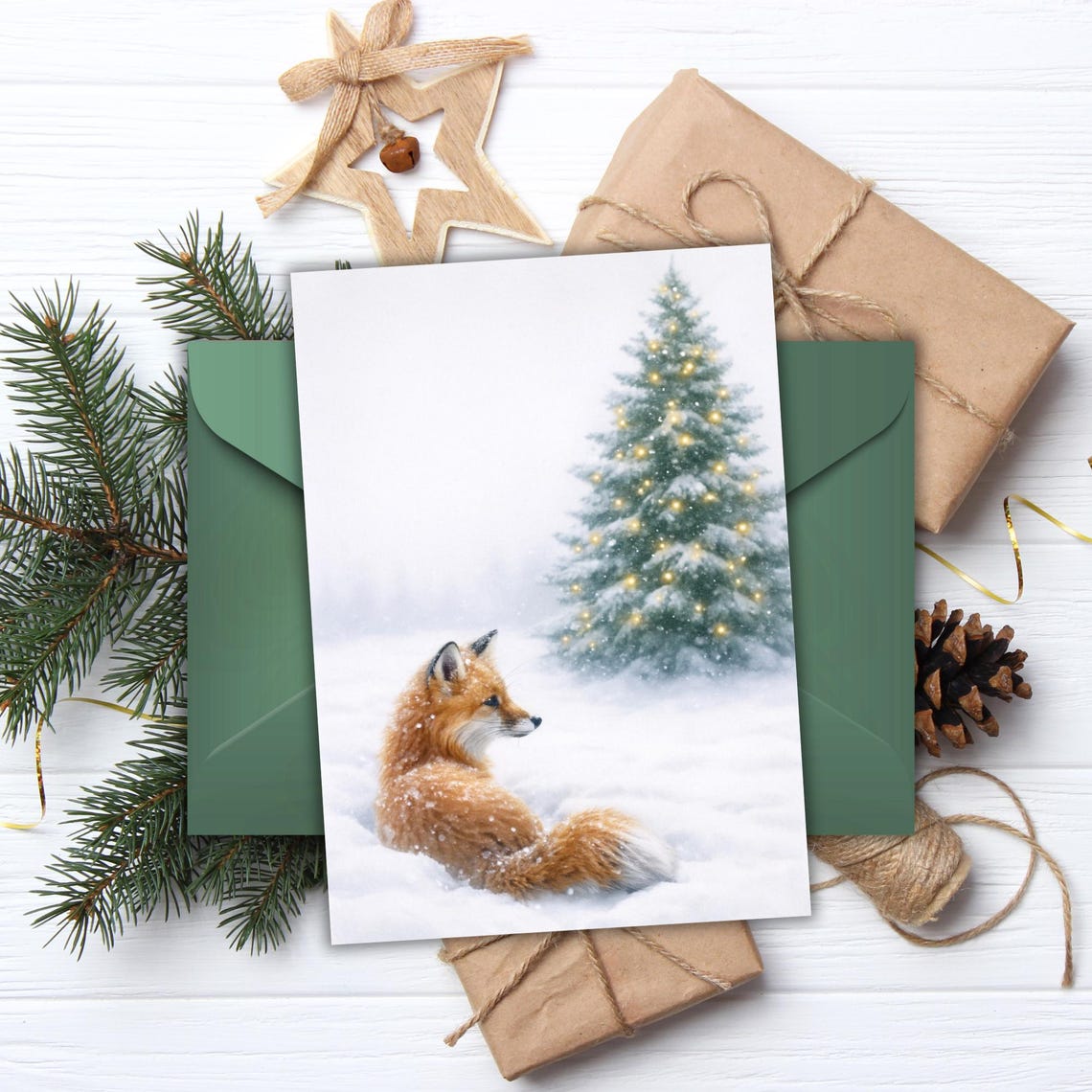 Winter Fox Card • Cozy Scandinavian Greeting Card (printable) - Etsy